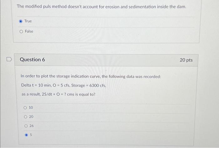 Solved The modified puls method doesn't account for erosion | Chegg.com