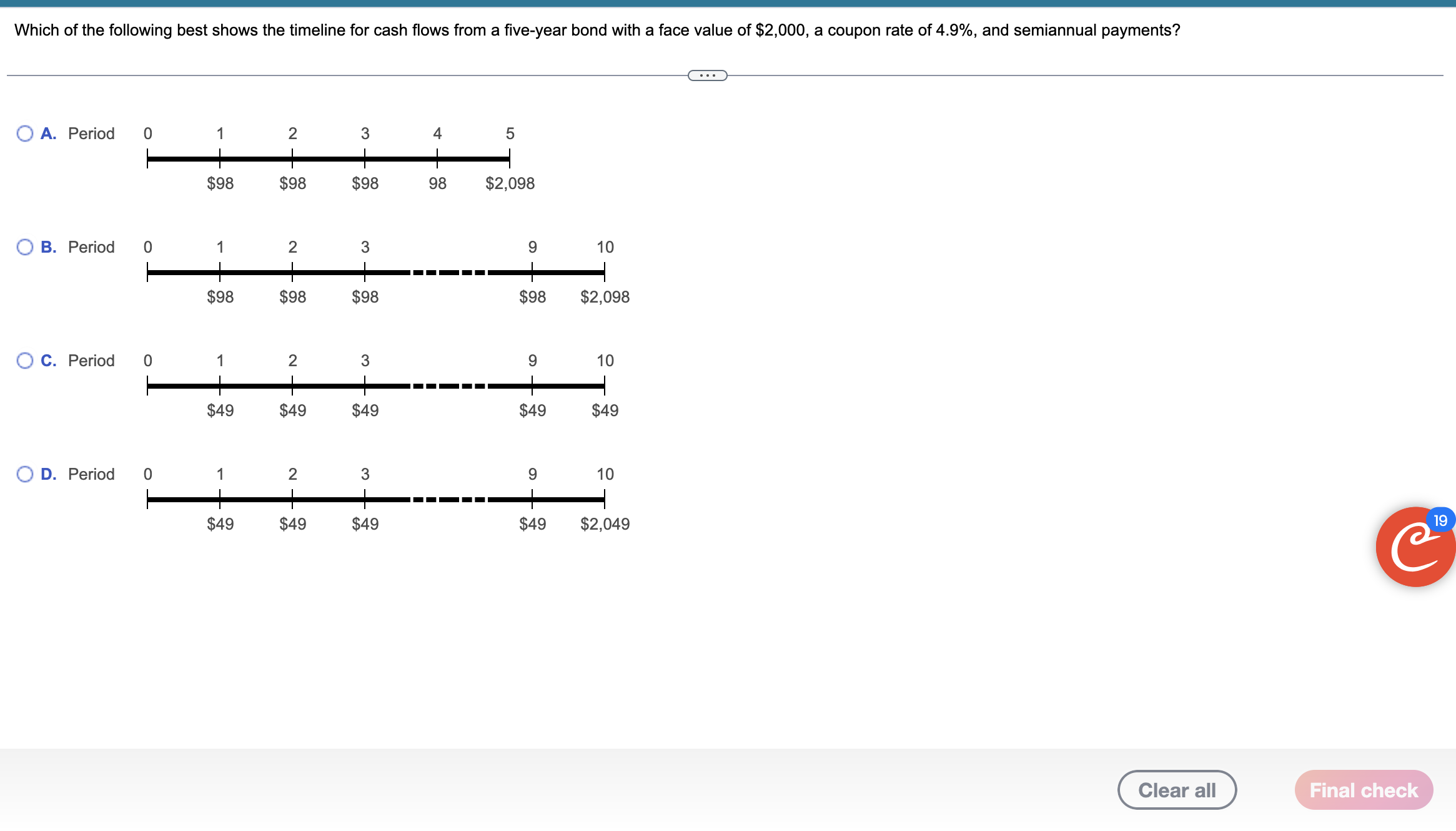 Solved Which of the following best shows the timeline for | Chegg.com
