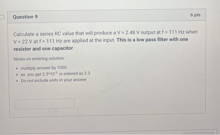 Solved Calculate a series RC value that will produce a | Chegg.com