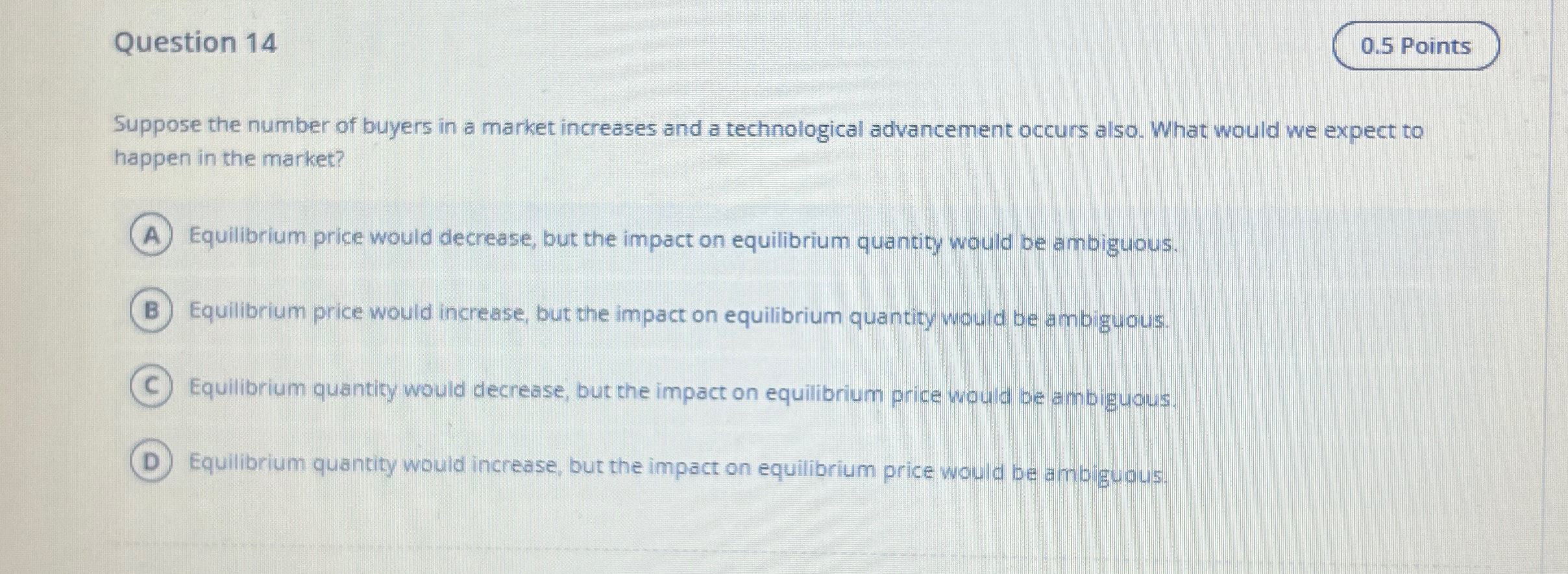 Solved Question 14Suppose the number of buyers in a market | Chegg.com