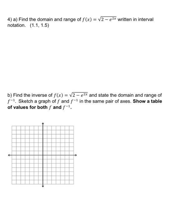 Solved 4) a) Find the domain and range of f(x)=2−e2x written | Chegg.com