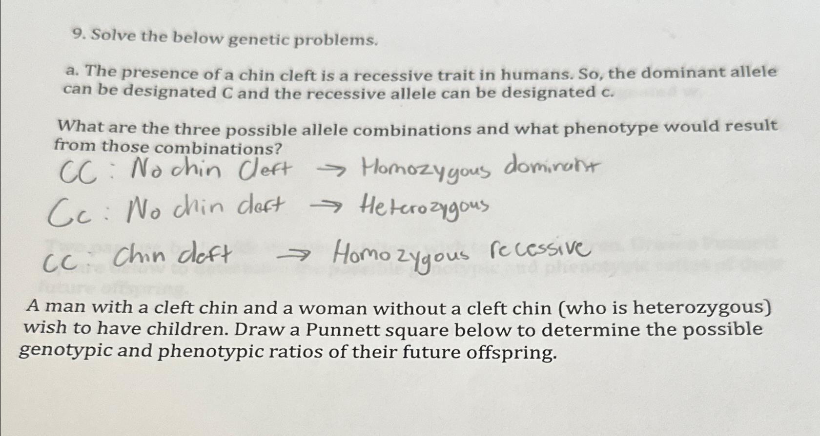 Solved Solve the below genetic problems.a. ﻿The presence of | Chegg.com