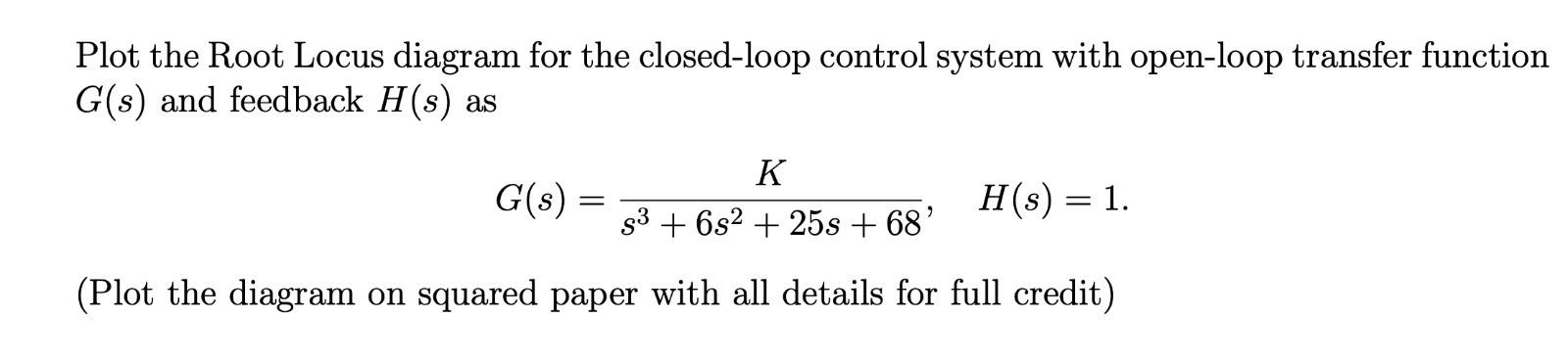 Solved Plot the Root Locus diagram for the closed-loop | Chegg.com
