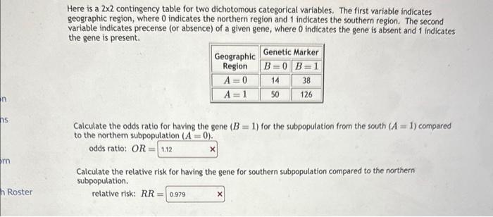 Solved Here is a 2×2 contingency table for two dichotomous | Chegg.com
