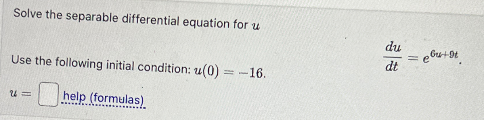 Solved Solve The Separable Differential Equation For Uuse