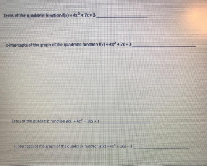 Solved Section 2.3 3. Find the zeros of the quadratic | Chegg.com