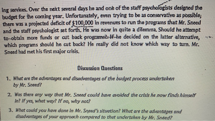 Solved The Budgeting Process: A Crisis Situation Rodney | Chegg.com
