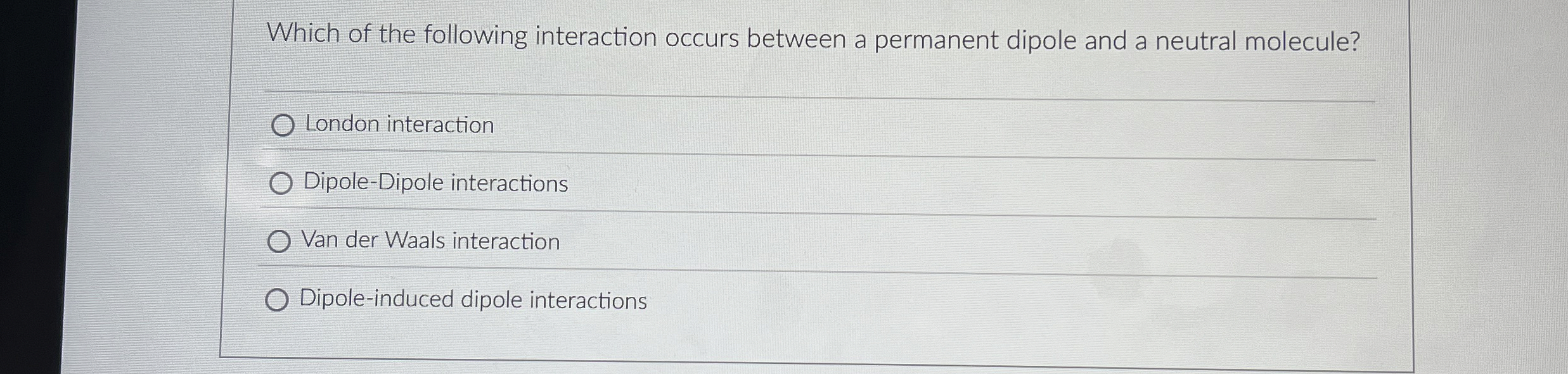 Solved Which of the following interaction occurs between a | Chegg.com