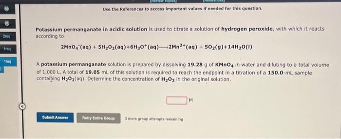 Solved Potassium permanganate in acidic solution is used to | Chegg.com