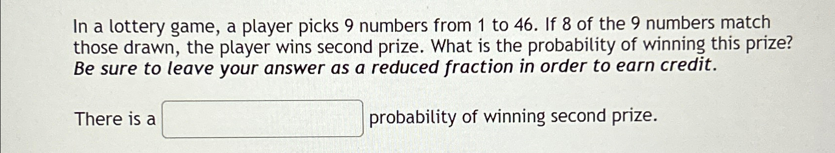 Solved In a lottery game, a player picks 9 ﻿numbers from 1 | Chegg.com