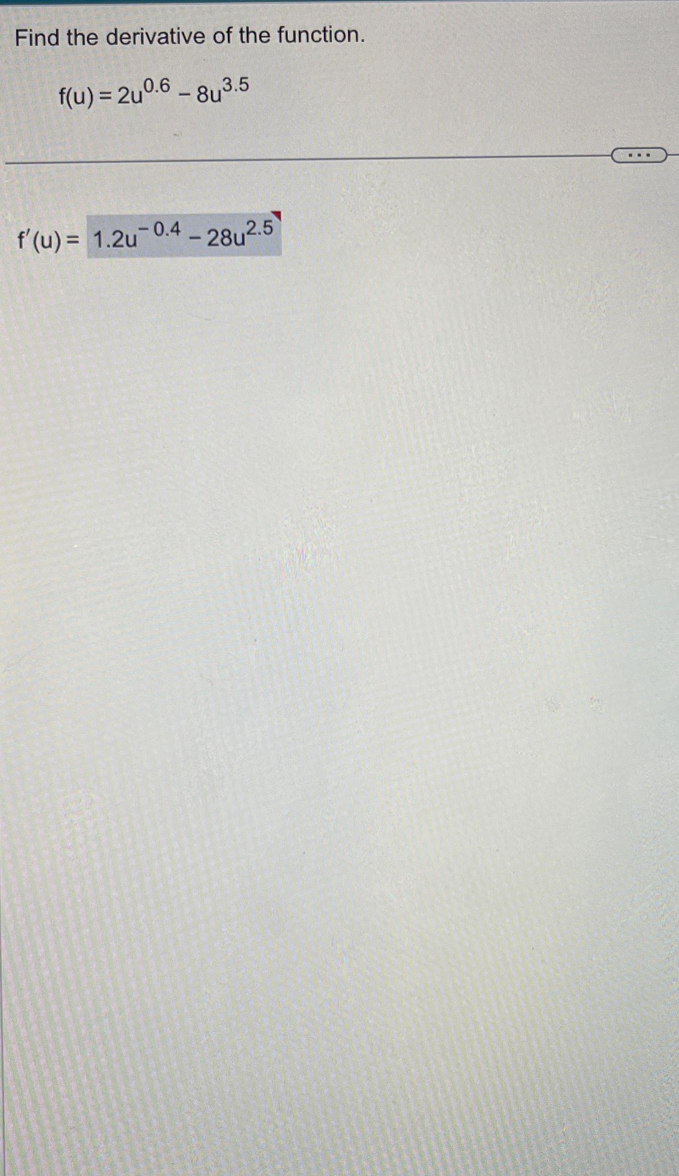 Solved Find the derivative of the | Chegg.com