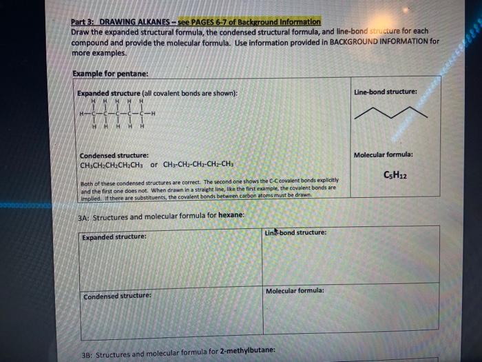 Solved Part 3: DRAWING ALKANES - See PAGES 6-7 of Background | Chegg.com