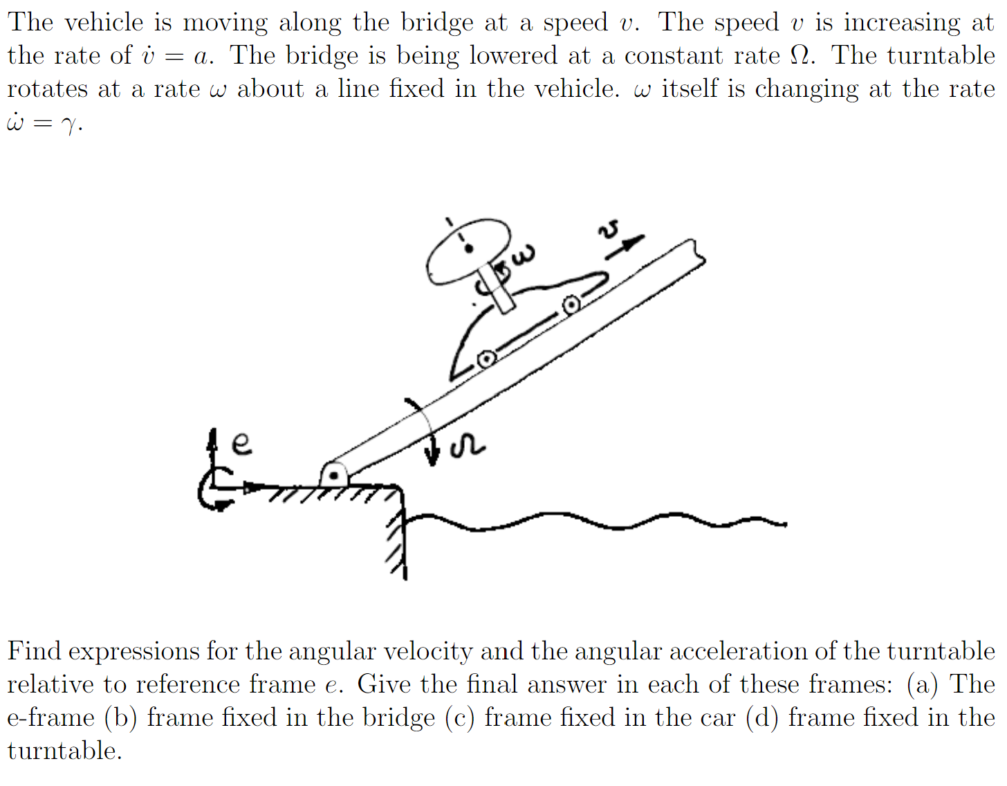 Solved The vehicle is moving along the bridge at a speed v. | Chegg.com