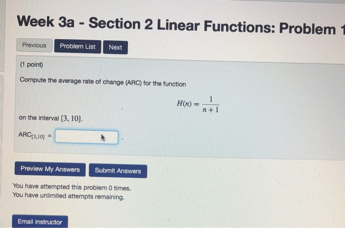 Solved Week 3a - Section 2 Linear Functions: Problem 1 | Chegg.com