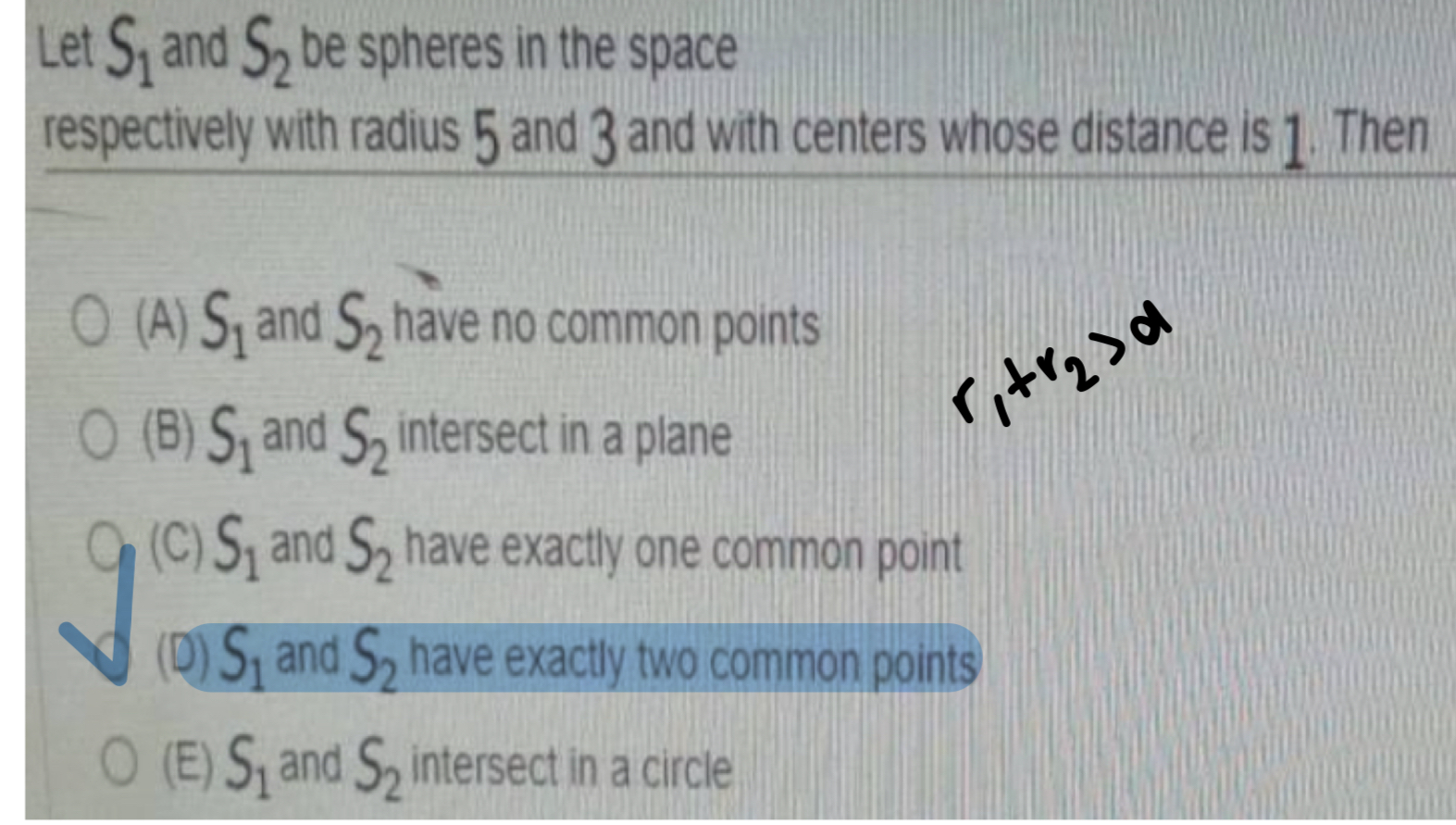 Solved Let S1 ﻿and S2 ﻿be spheres in the spacerespectively | Chegg.com