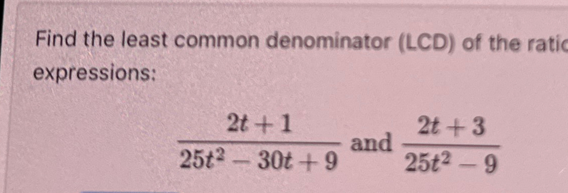 Solved Find the least common denominator (LCD) ﻿of the ratic | Chegg.com