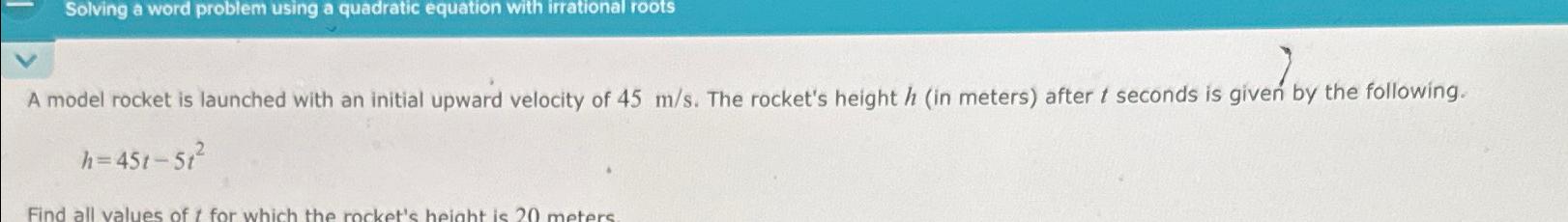 Solved Solving a word problem using a quadratic equation | Chegg.com
