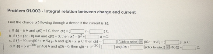 Solved Problem 01.003 - Integral relation between charge and | Chegg.com