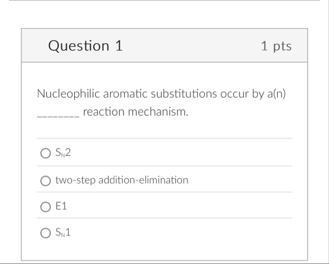 Solved Question 11 ﻿ptsNucleophilic aromatic substitutions | Chegg.com