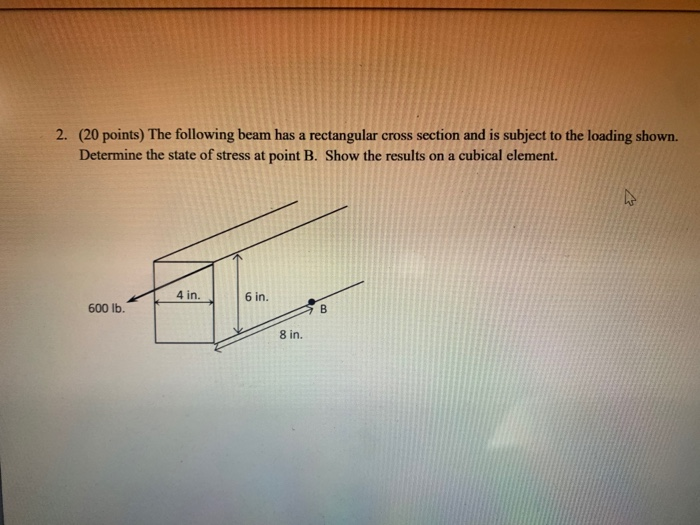 Solved 2. (20 points) The following beam has a rectangular | Chegg.com