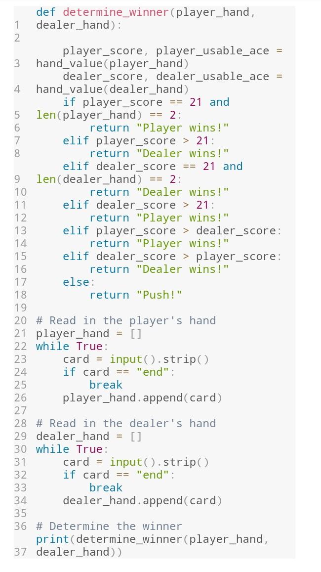 Solved Sample Input \#1 Sample Input \#2 Ah Kd end 10 s end | Chegg.com