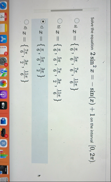 Solve the equation 2sin2x=-sin(x) 1 ﻿on the interval | Chegg.com