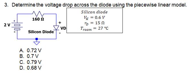 Solved Determine the voltage drop across the diode using the | Chegg.com