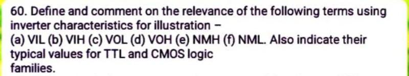 Solved 60. Define and comment on the relevance of the | Chegg.com