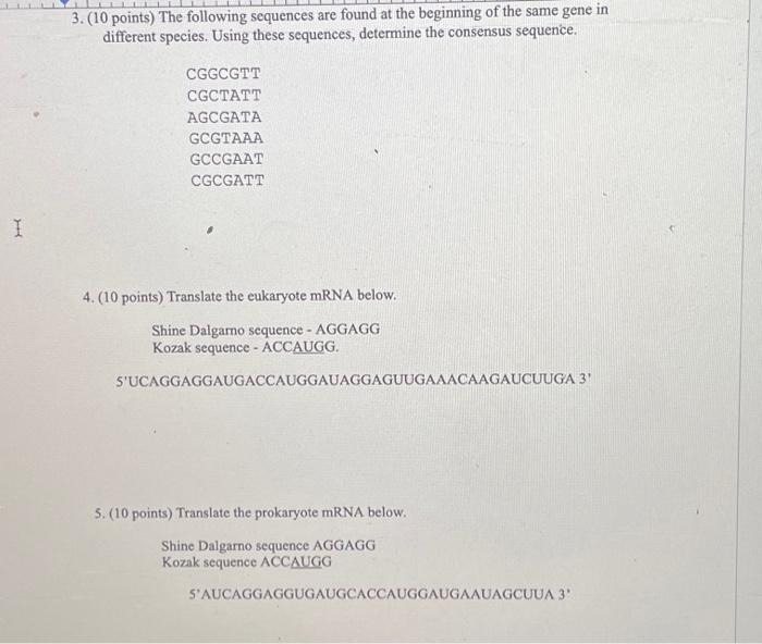 Solved 3. (10 points) The following sequences are found at | Chegg.com