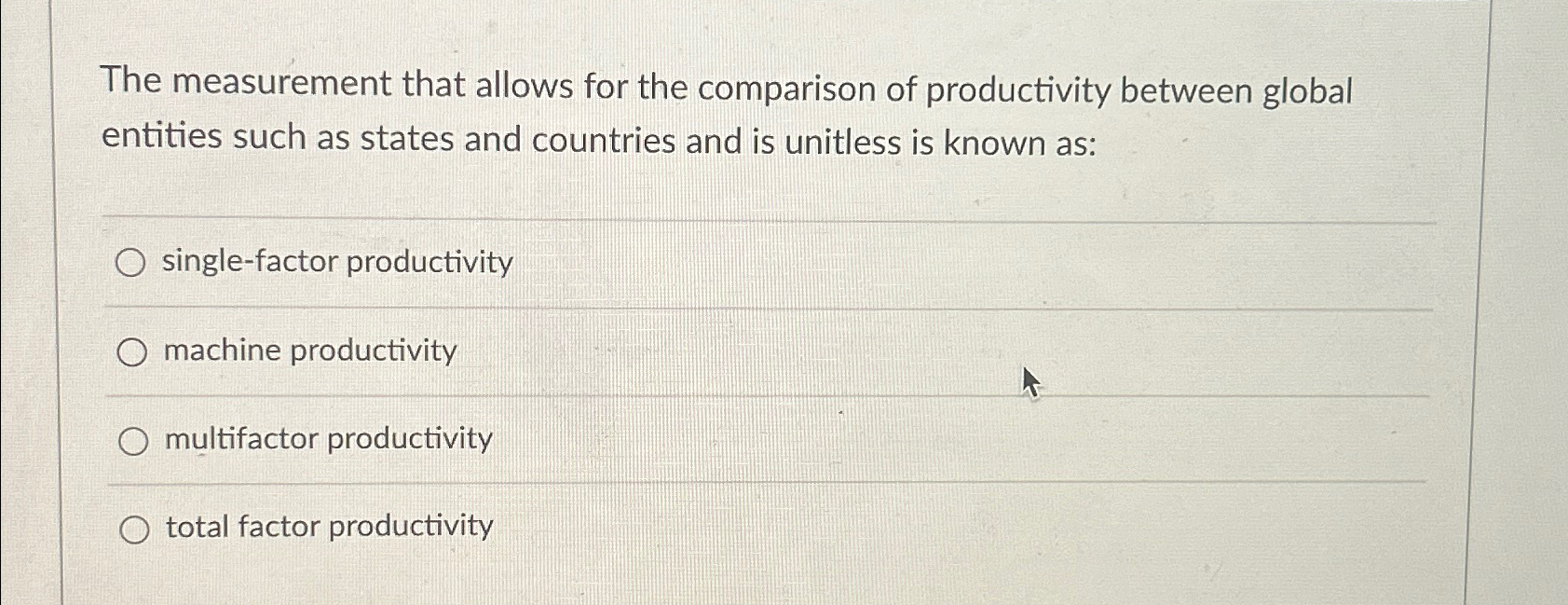 Solved The measurement that allows for the comparison of | Chegg.com