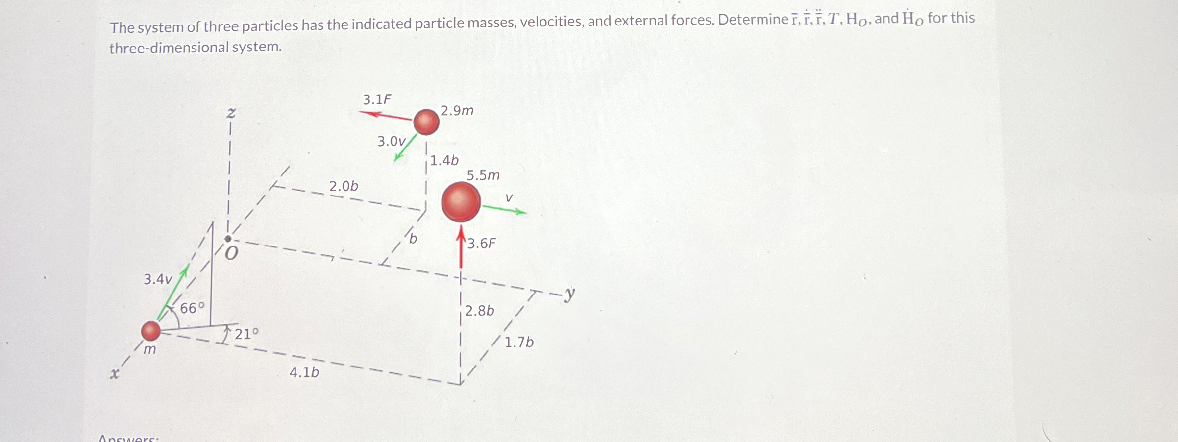 Solved The system of three particles has the indicated | Chegg.com
