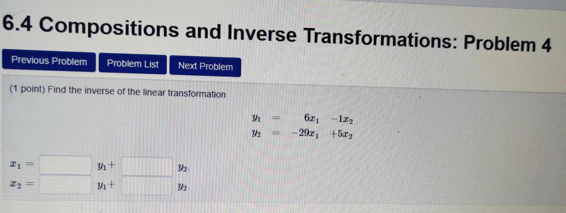 Solved 6.4 Compositions and Inverse Transformations: Problem | Chegg.com