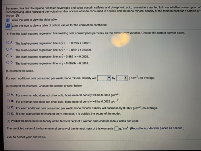 Solved Full Number of Colas per Bone Mineral Number of Bone | Chegg.com