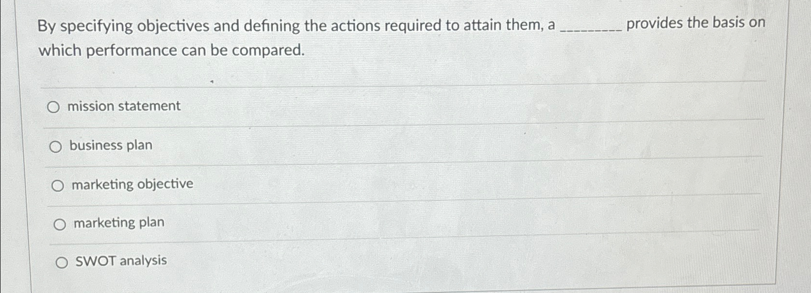 Solved By specifying objectives and defining the actions | Chegg.com