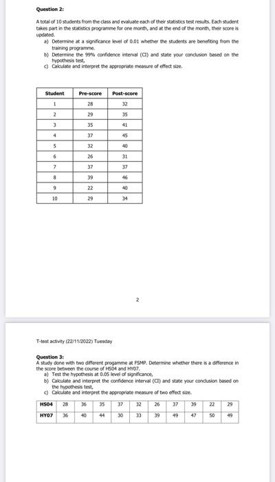 Solved Question 2t A total of 10 students from the class and | Chegg.com