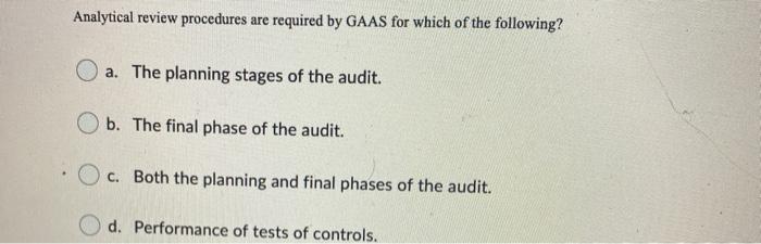Solved Analytical review procedures are required by GAAS for | Chegg.com