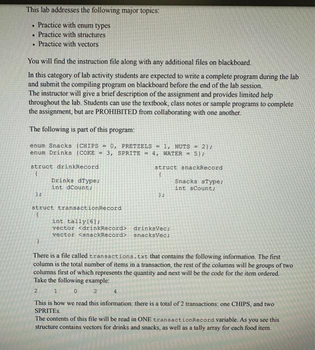 Solved - Practice with enum types - Practice with structures | Chegg.com