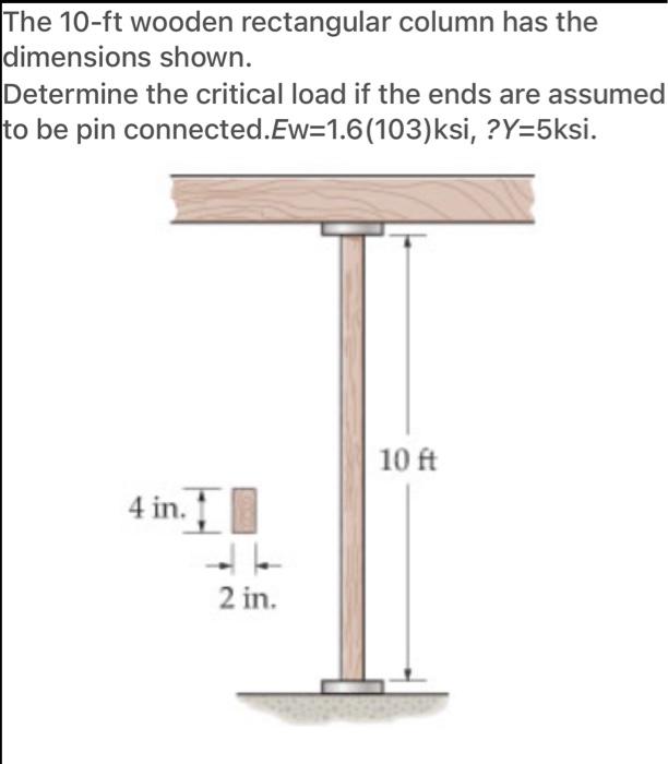 Solved The 10-ft wooden rectangular column has the | Chegg.com