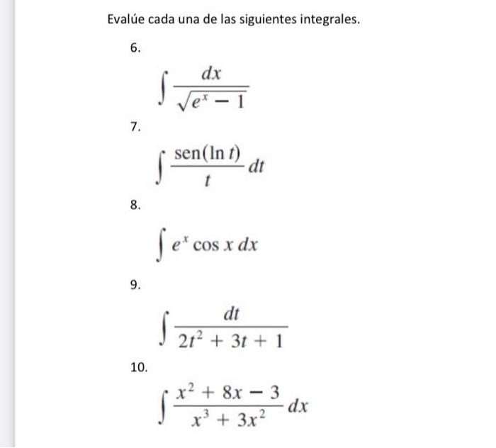 Solved Evalúe cada una de las siguientes integrales. 6. | Chegg.com