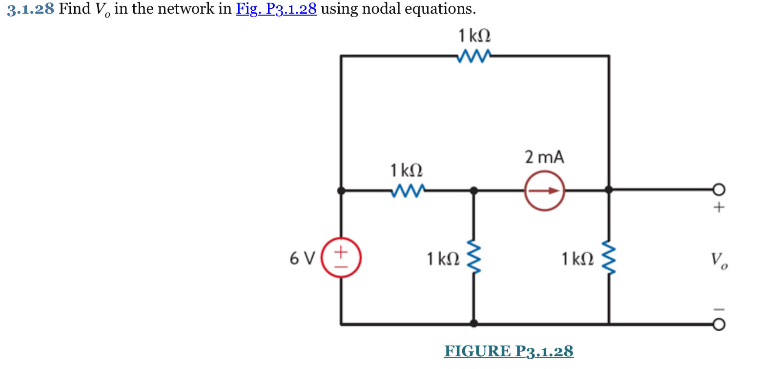 Solved by an EXPERT 3.1.28 ﻿Find Vo ﻿in the network in Fig. P3.1.28 | Chegg.com