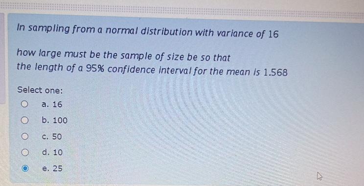 Solved In sampling from a normal distribution with variance | Chegg.com