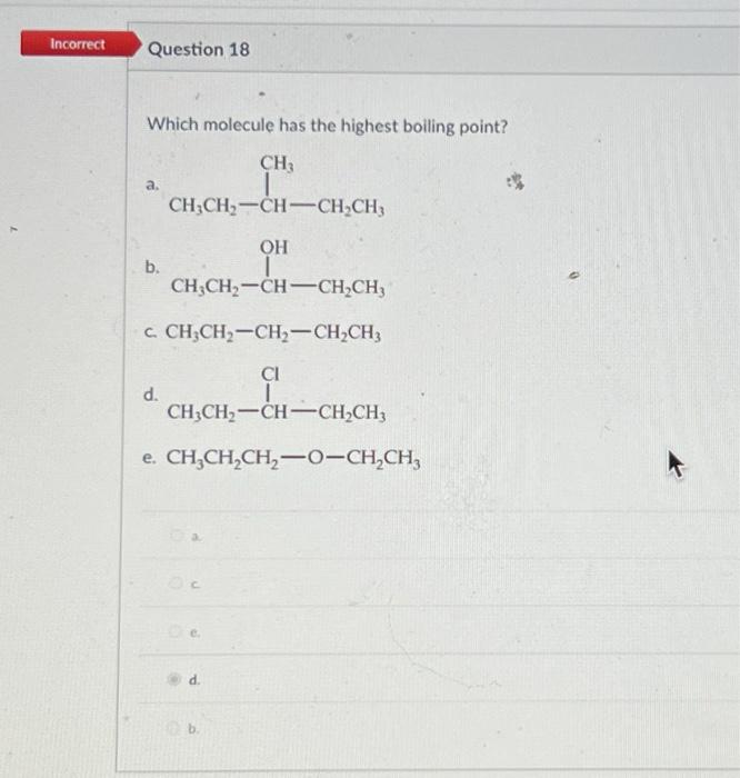 Solved Which molecule has the highest boiling point? a b. c. | Chegg.com