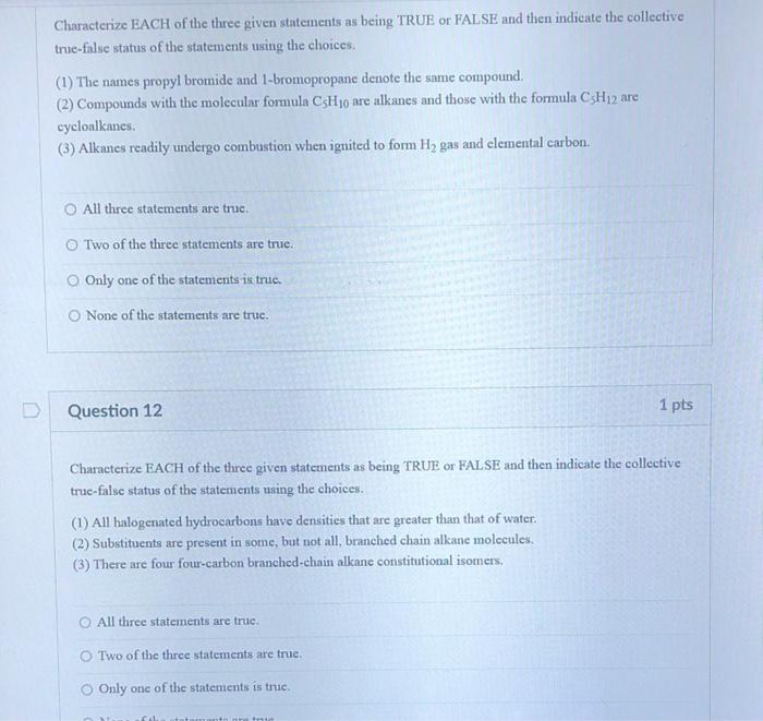 Solved Characterize EACH of the three given statements as | Chegg.com