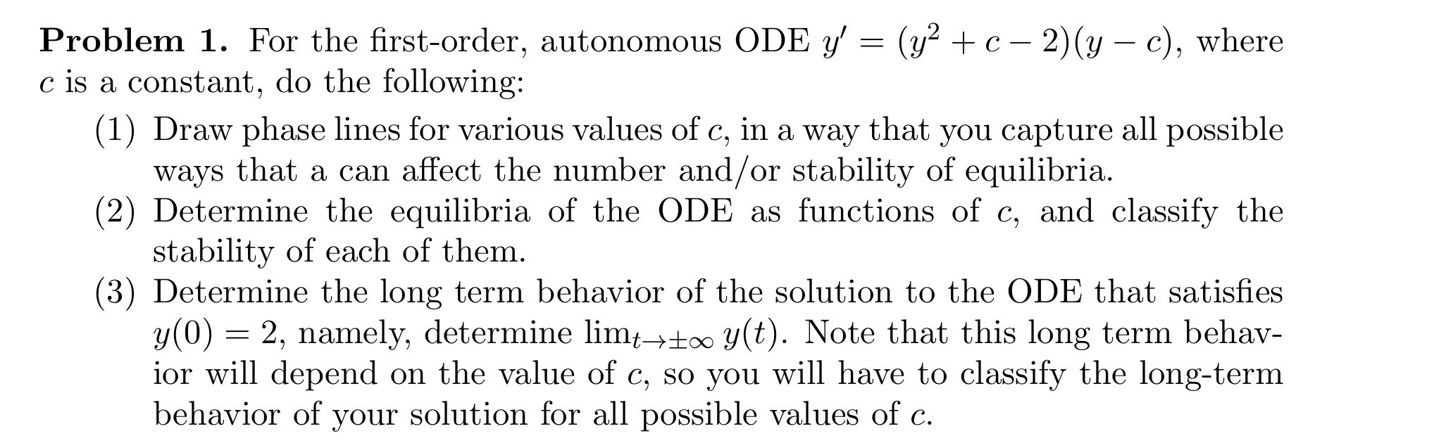 Problem 1. ﻿For the first-order, autonomous ODE | Chegg.com