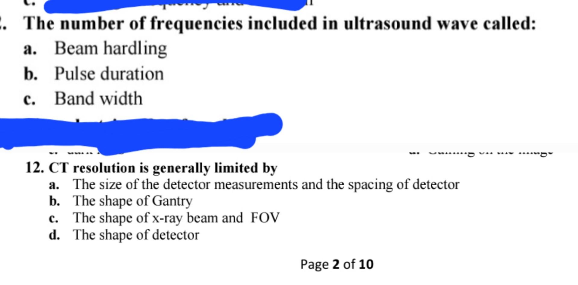 Solved The number of frequencies included in ultrasound wave | Chegg.com