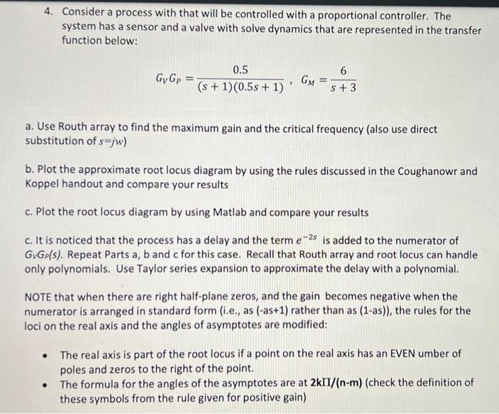 4. Consider a process with that will be controlled | Chegg.com