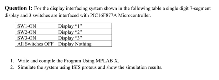 Solved Question 1: For the display interfacing system shown | Chegg.com