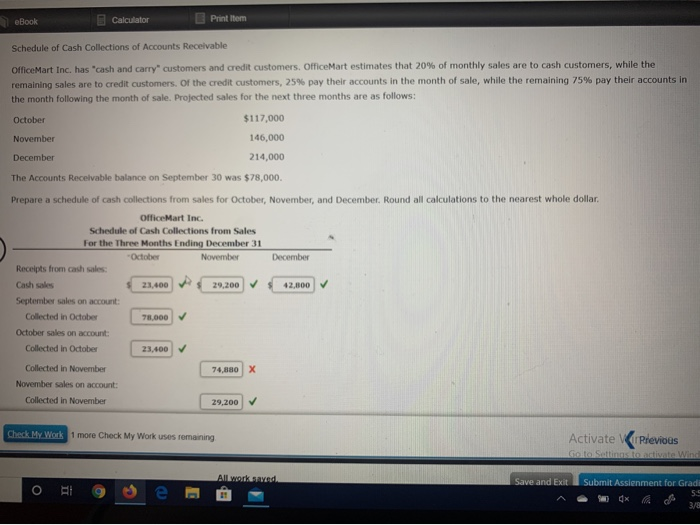Solved eBook Calculator Print Item Schedule of Cash | Chegg.com