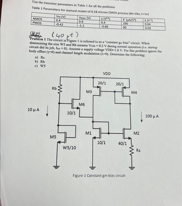 Solved Use the transistor parameters in Table 1 for all the | Chegg.com