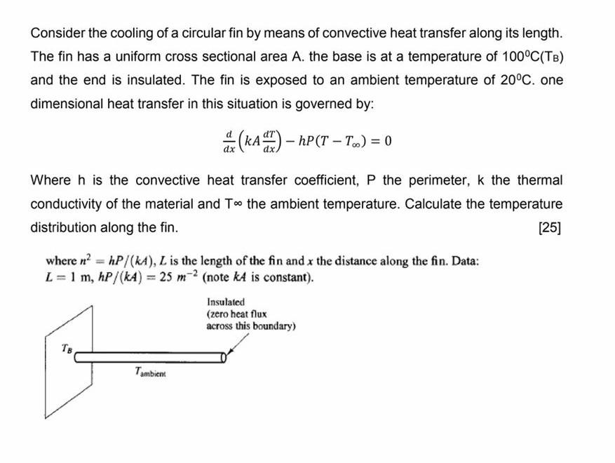 Solved Consider the cooling of a circular fin by means of | Chegg.com